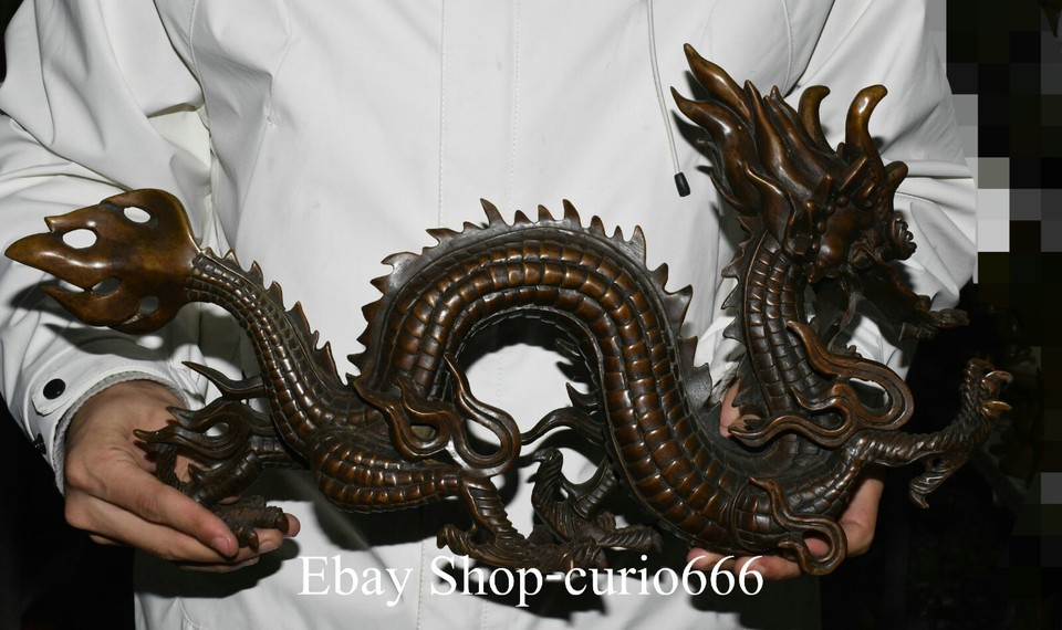 Old Dynasty Pure Bronze Fengshui 12 Zodiac Year Dragon Loong Beast ...