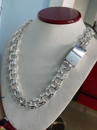 246 Grams Handmade 925 Sterling Silver Chino Link Chain 16mm 26 Inch ...