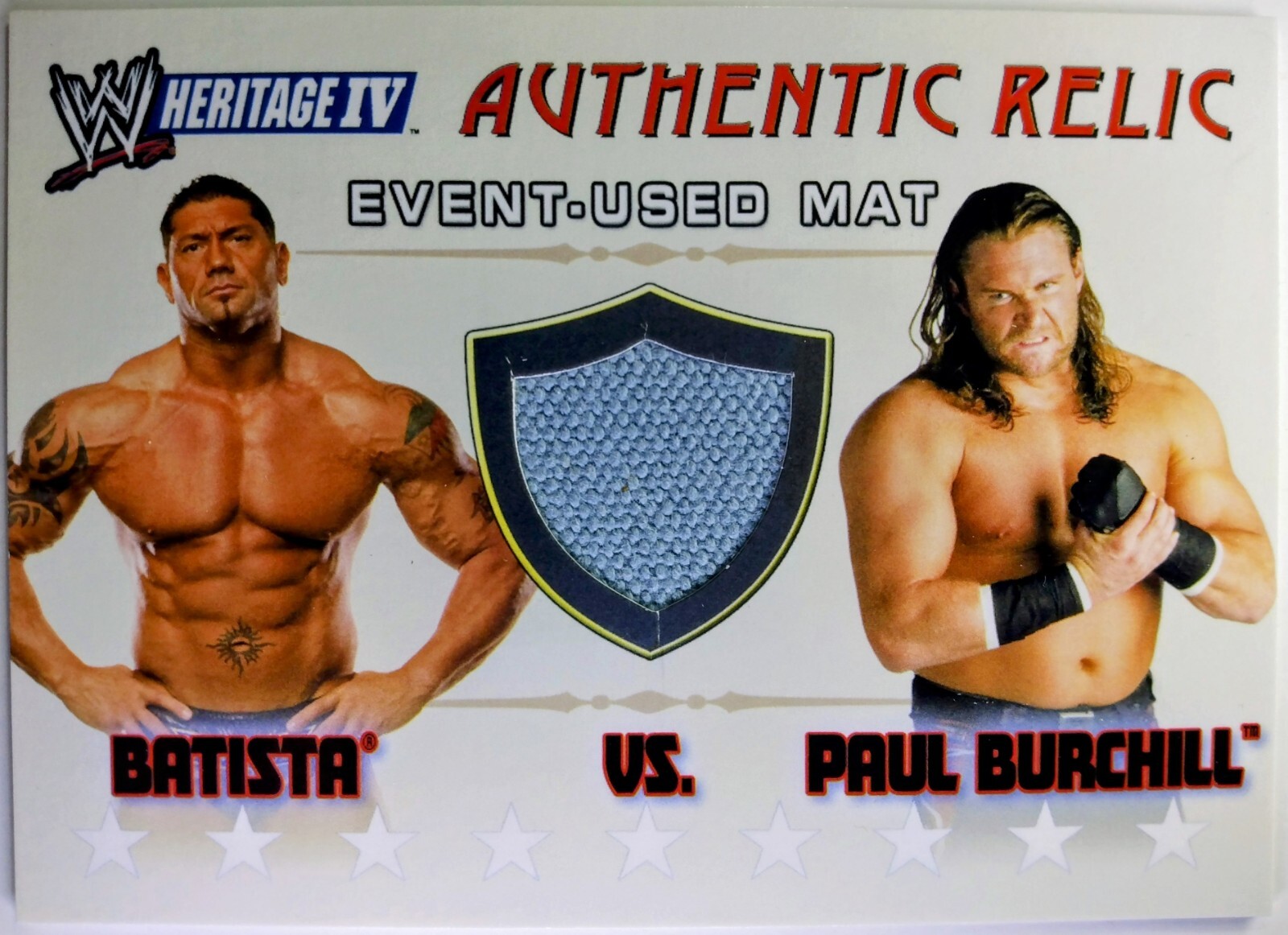 BATISTA VS. PAUL BURCHILL 2008 Topps WWE Raw Heritage IV RELIC MAT ...