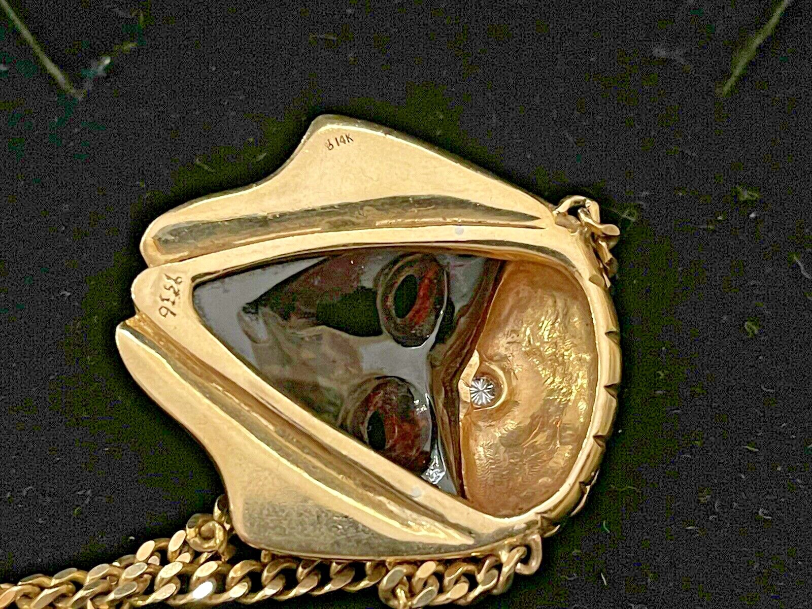 Egyptian Revival 14k Gold Pharaoh Head Pendant and Ch… - Gem