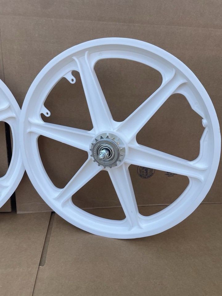 20" Bicycle Plastic WHITE Mag Wheels Set Front Back GT Dyno Old School ...