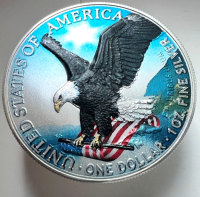 Colorized Bald Eagle - American Silver Eagle 1oz .999 Silver Dollar ...
