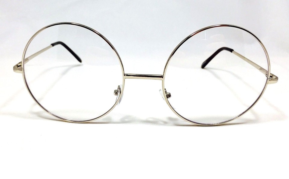 Round Retro Metal Frame Oval Circle Clear Lens Eyeglasses Hippies ...