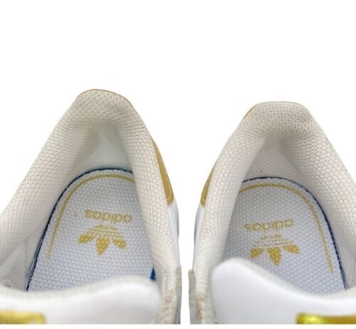 Adidas Kids Unisex Superstar Shell Toe Shoes White Gold Ortholite Size ...