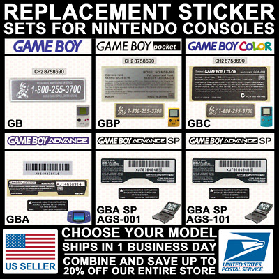 Sticker For Game Boy/Pocket/Color/Advance/SP/GB/GBC/GBP/GBA/SP/AGS/001/ ...