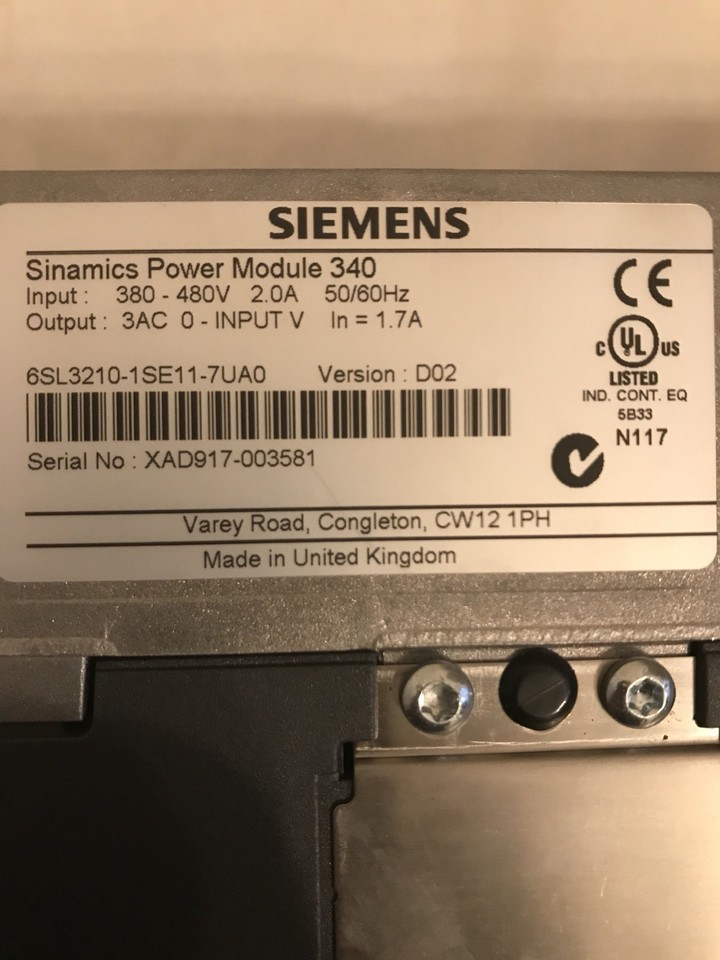 Siemens 6SL3210-1SE11-7UA0 Sinamics Power Module 340 Version D02 50 ...