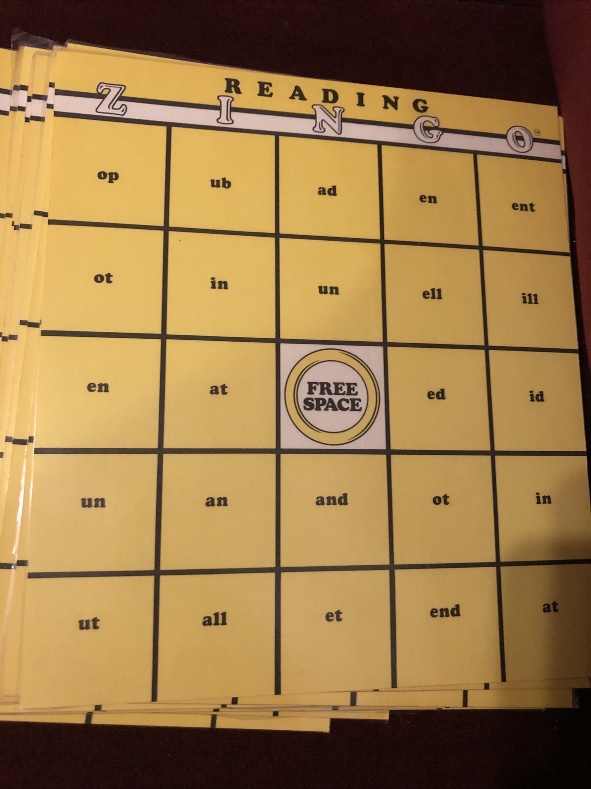 Teacher’s 25 Yellow Reading Zingo/Bingo 2 Sided Reading, Suffix Cards ...