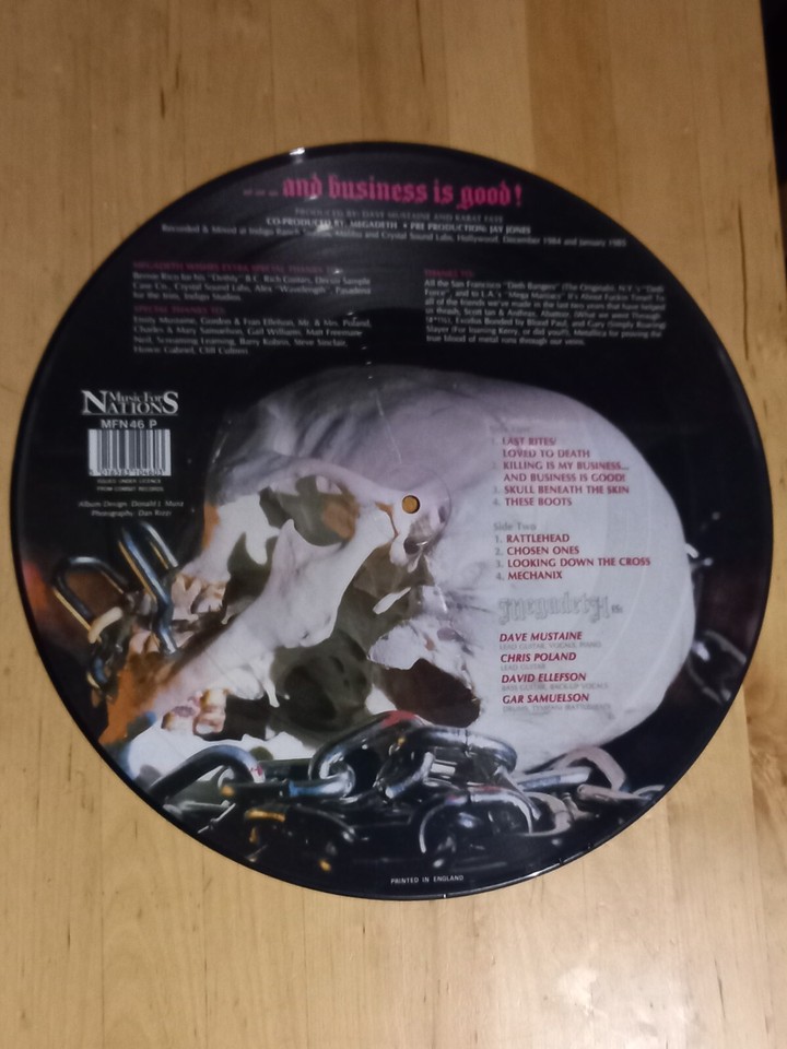 MEGADETH PICTURE DISC ,RARE ,killing is my business, vinyl ,thrash ...