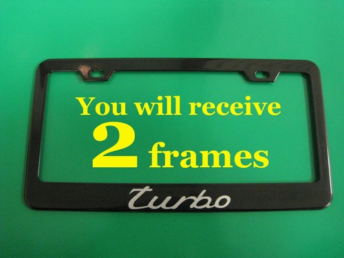(2PCS) *TURBO* BLACK metal license plate frame with Screw Caps | eBay