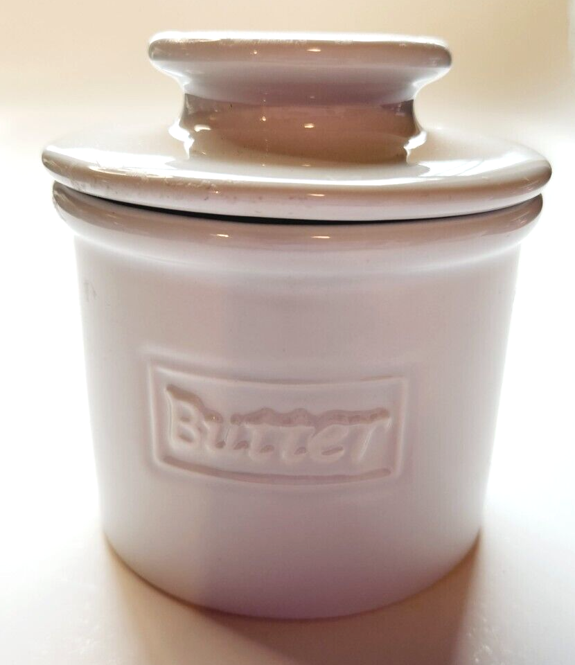 White Ceramic French Butter Bell Keeper Crock "Butter" & "Buerre ...