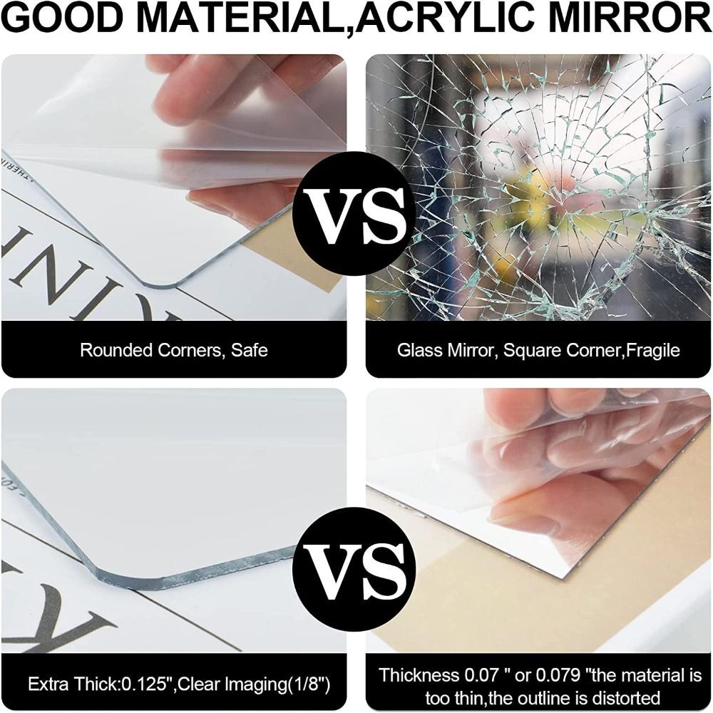 4 Pack Acrylic Square Mirror Self Adhesive Acrylic Mirror for Wall ...