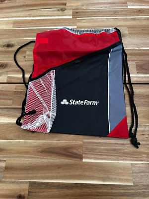 State Farm Promo Drawstring Backpack Bag logo - Red, White, Gray ...