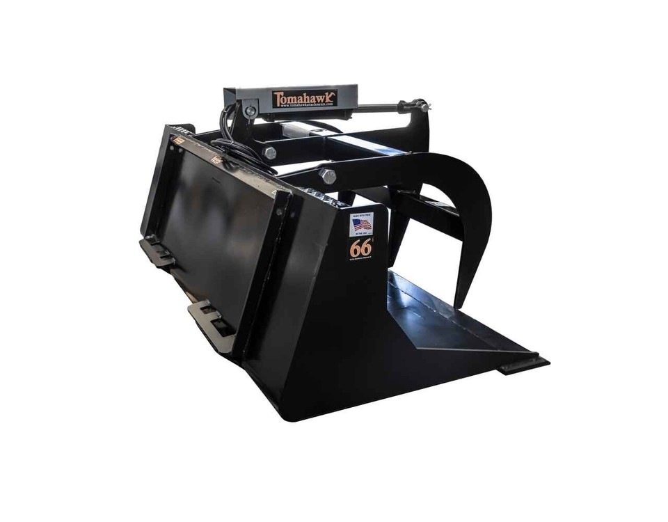 TOMAHAWK 66" SOLID BOTTOM GRAPPLE BUCKET QUICK ATTACH SKID STEER SHIPS ...