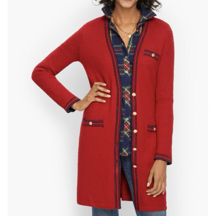 Talbots Long Cardigan Dress Womens XS Gold Buttons Old Money Preppy ...