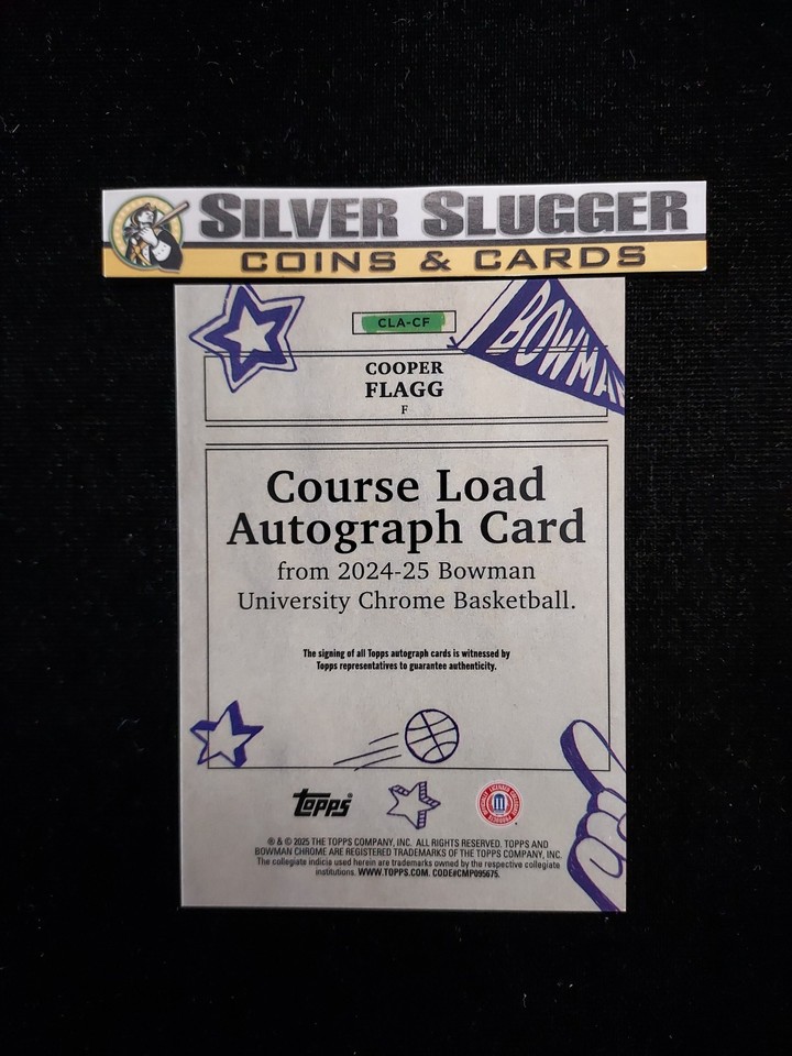 2024-25 Cooper Flagg Bowman Chrome U Course Load On Card Auto #CLA-CF ...