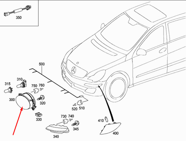 Mercedes-Benz M-class W164 Front Left Fog Light A2098200756 OEM for ...