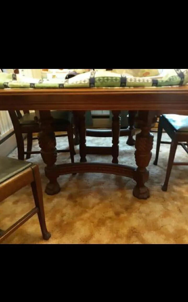 1910 Antique Solid Oak Dining Table with claw foot legs | eBay
