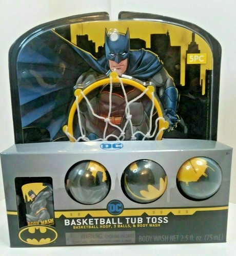 DC Batman Basketball Tub Toss Set (Hoop, 3 Balls & Grape Scent Body ...