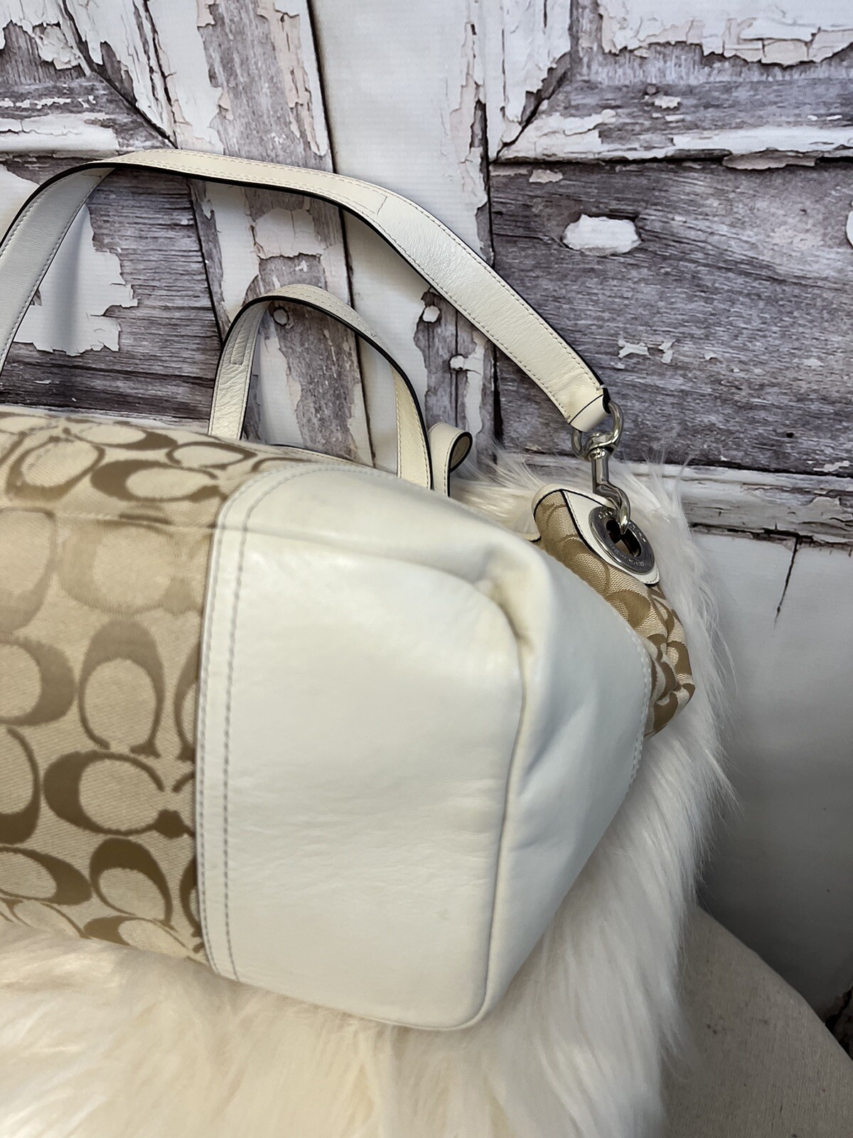 Coach Hadley Signature Cream/Tan Duffle Tote Bag F289… - Gem