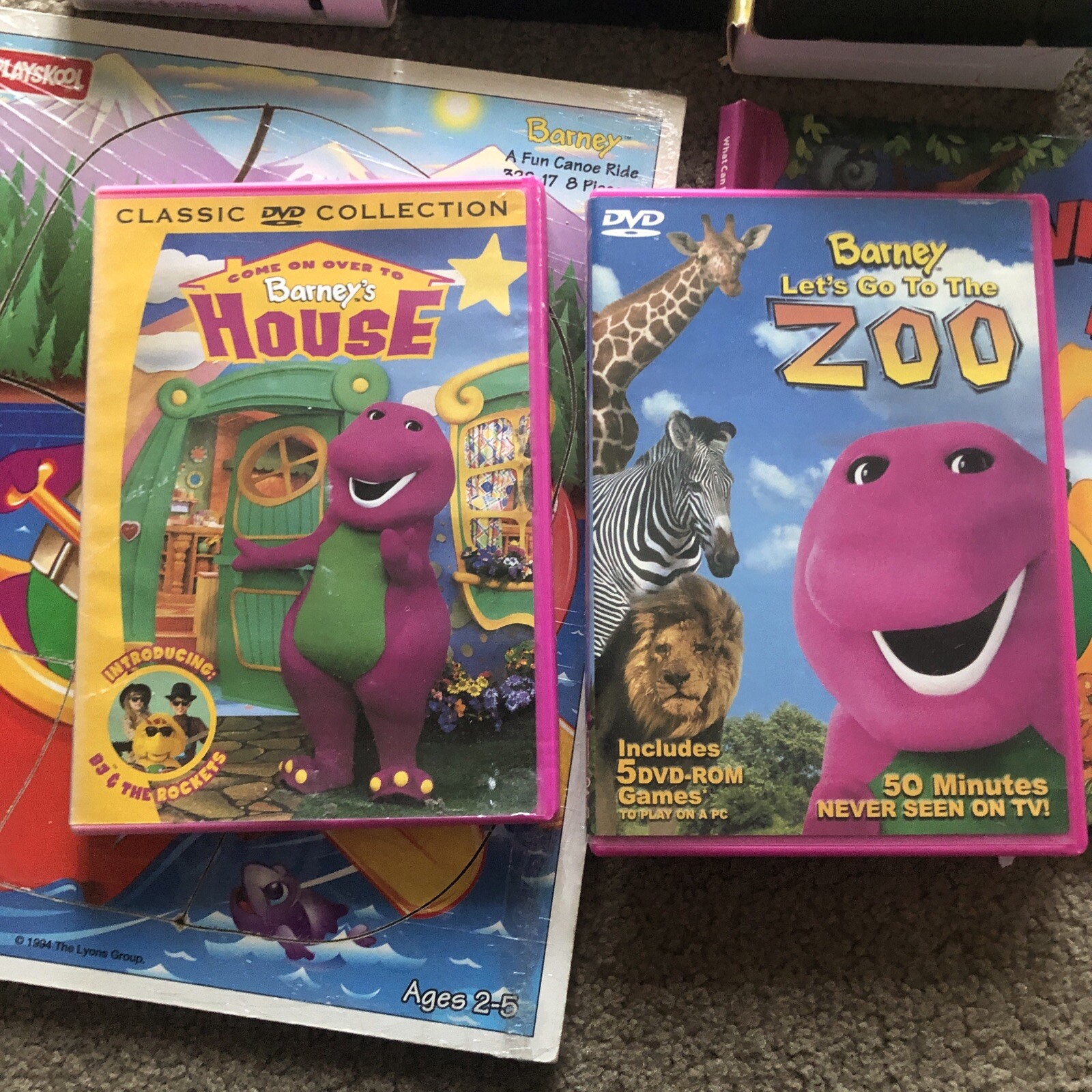 Barney VHS DVD Puzzle Book Lot The Purple Dinosaur Rock House MOther ...