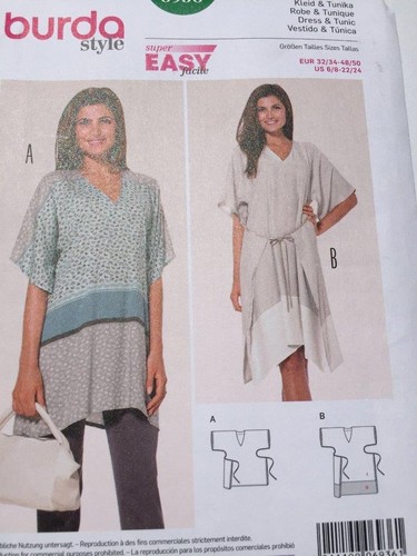 Burda Sewing Pattern 6936 Ladies Misses Semi Fitted Dress Tunic Size 6 ...