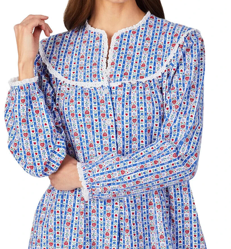 NWT Lanz of Salzburg Tyrolean COTTON FLANNEL Hearts/Flowers Nightgown ...