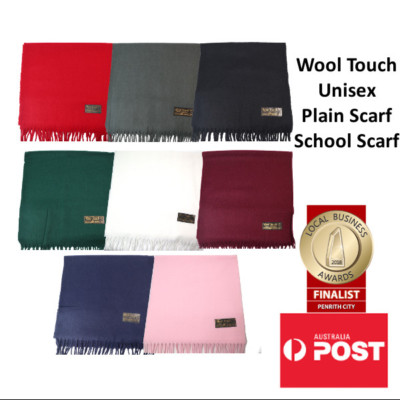Wool Touch Plain Coloured Unisex Winter Scarf School Scarf | eBay