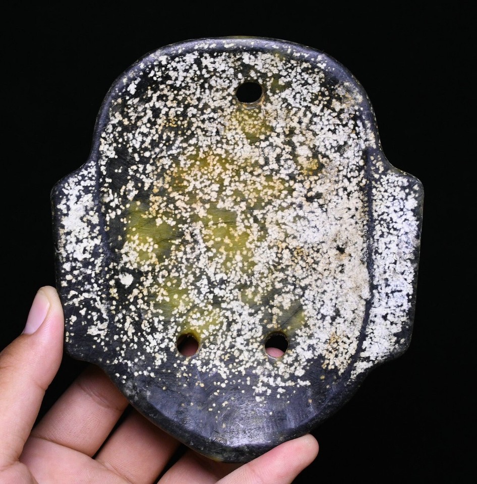 5.5'' Chinese Hongshan Culture Old Jade Carved People Person Face Mask ...
