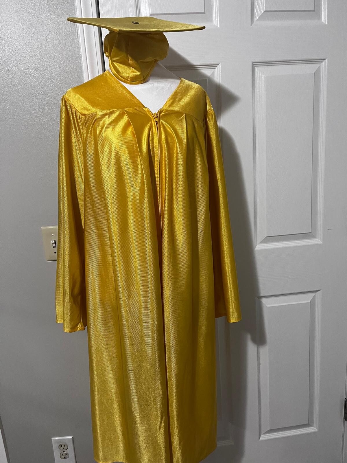 Golden Yellow Shiny Graduation Gown and Cap -Academic… - Gem