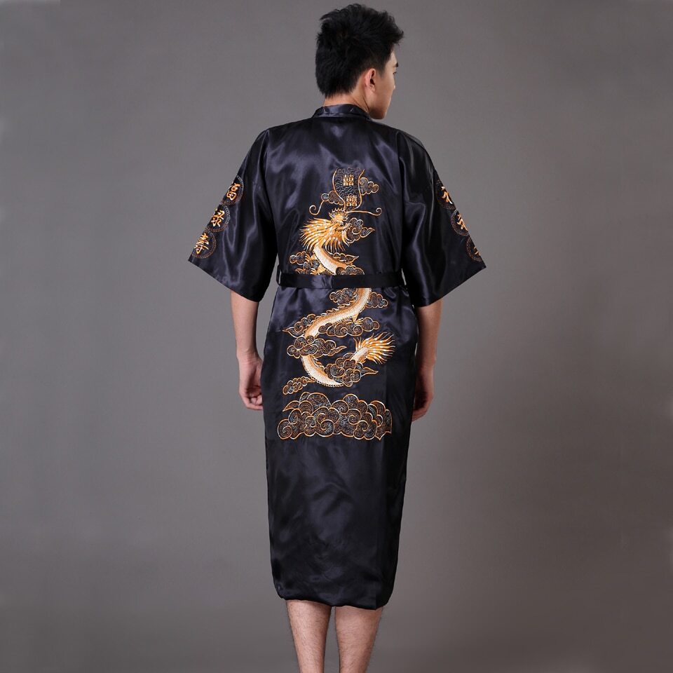 Kimono Bathrobe Gown Home Clothing Oversize 3XL men Embroidery Robe ...
