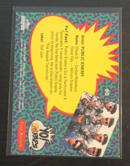 1991 Yo! MTV Raps Trading Card PUBLIC ENEMY #60 | eBay