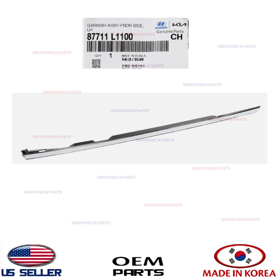 Genuine Front Fender Upper Molding Chrome LEFT Driver ⭐OEM⭐ Sonata 2020 ...