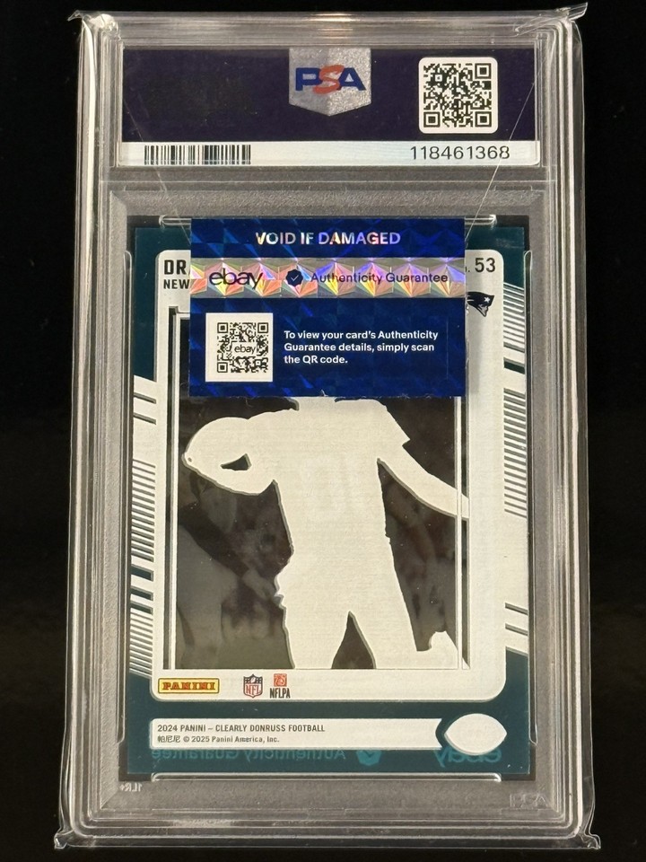 2024 Panini DonRuss #53 Drake Maye Clearly Teal PSA 10 RC Last Sold For ...