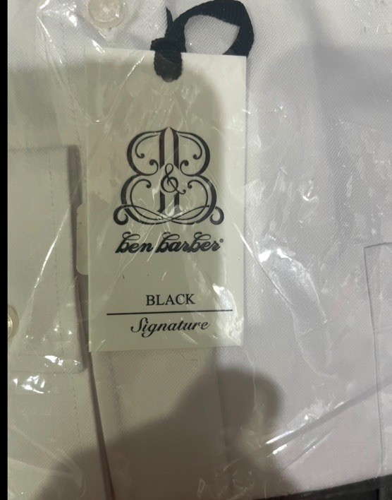 NWT Ben Barber Men’s White Dress Shirt Modern Fit 14.5 32/33 Regular ...