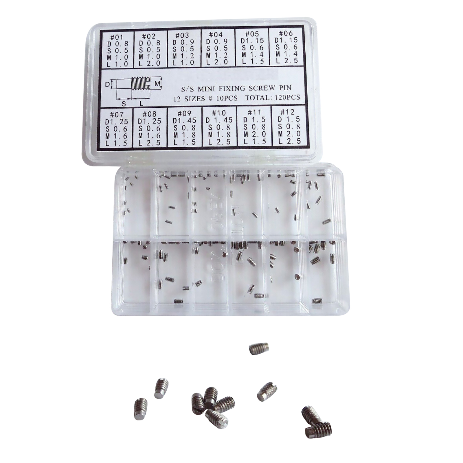 120Pack Stainless Watch Fixing Screws Pins Assortment Watchmaker Repair ...