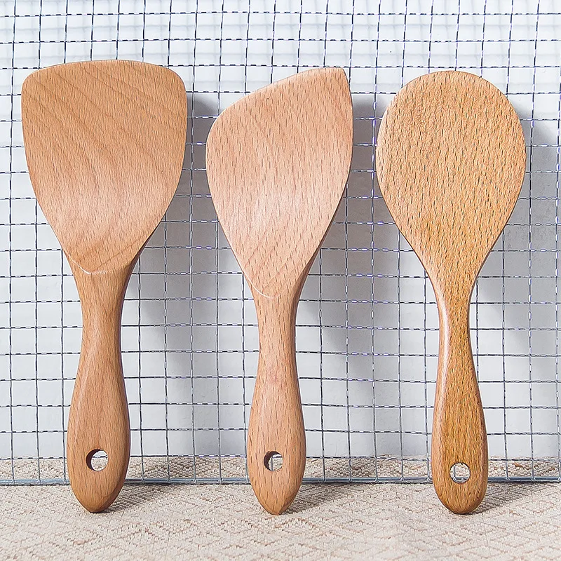 3 Types Wooden Rice Spatula High Quality Scooper - Restaurant Kitchen ...
