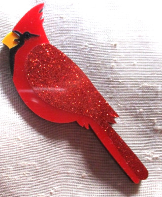 NEW ACRYLIC RED CARDINAL BIRD W GLITTER WINGS & TAIL BUTTON 2-1/2 | eBay