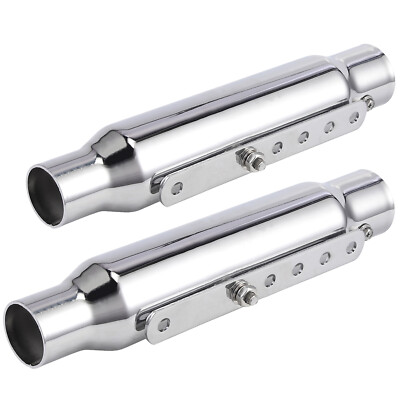 2pcs 12" Motorcycle Exhaust Pipes Cafe Racer Chopper Mufflers Stainless ...