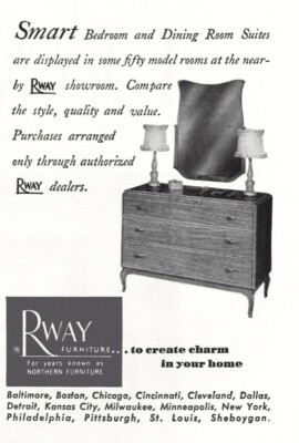 1951 Rway Furniture: Smart Bedroom and Dining Room Suite Vintage Print ...
