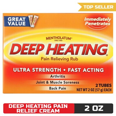 Mentholatum Deep Heating Pain Relieving Rub Cream, 2 oz 310742013351| eBay