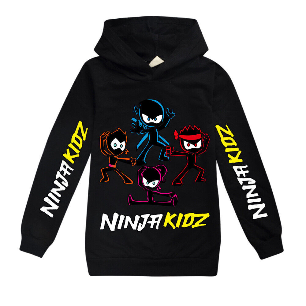 NINJA KIDZ Kids Boys Casual Hoodie Hoody Sweatshirt Jumper Pullover Top ...