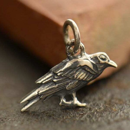 Sterling silver raven charm 13x15mm | eBay