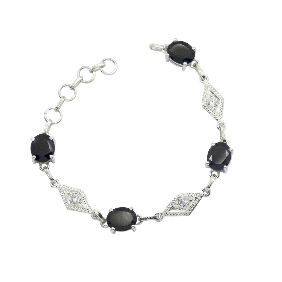 bewitching Black Onyx 925 Solid Sterling Silver Black Bracelet genuine ...