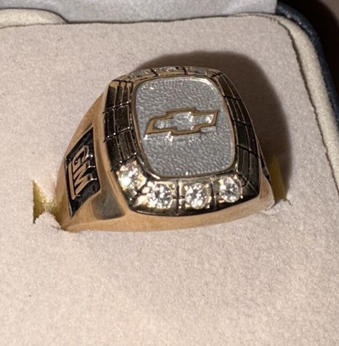 GM Chevrolet Mark of Excellence Award 10K Gold Engraved Men's Ring with ...