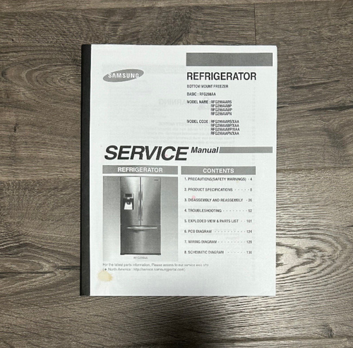 Samsung SERVICE MANUAL Refridgerator Bottom Mount Freezer RFG298AA | eBay