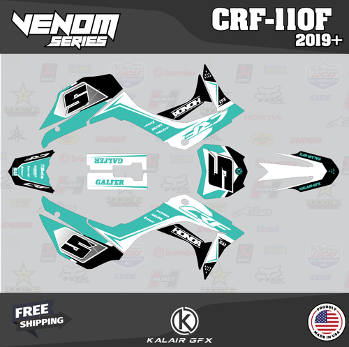 Graphics Kit for HONDA CRF110F CRF110 (2019-2024) Venom- Teal | eBay