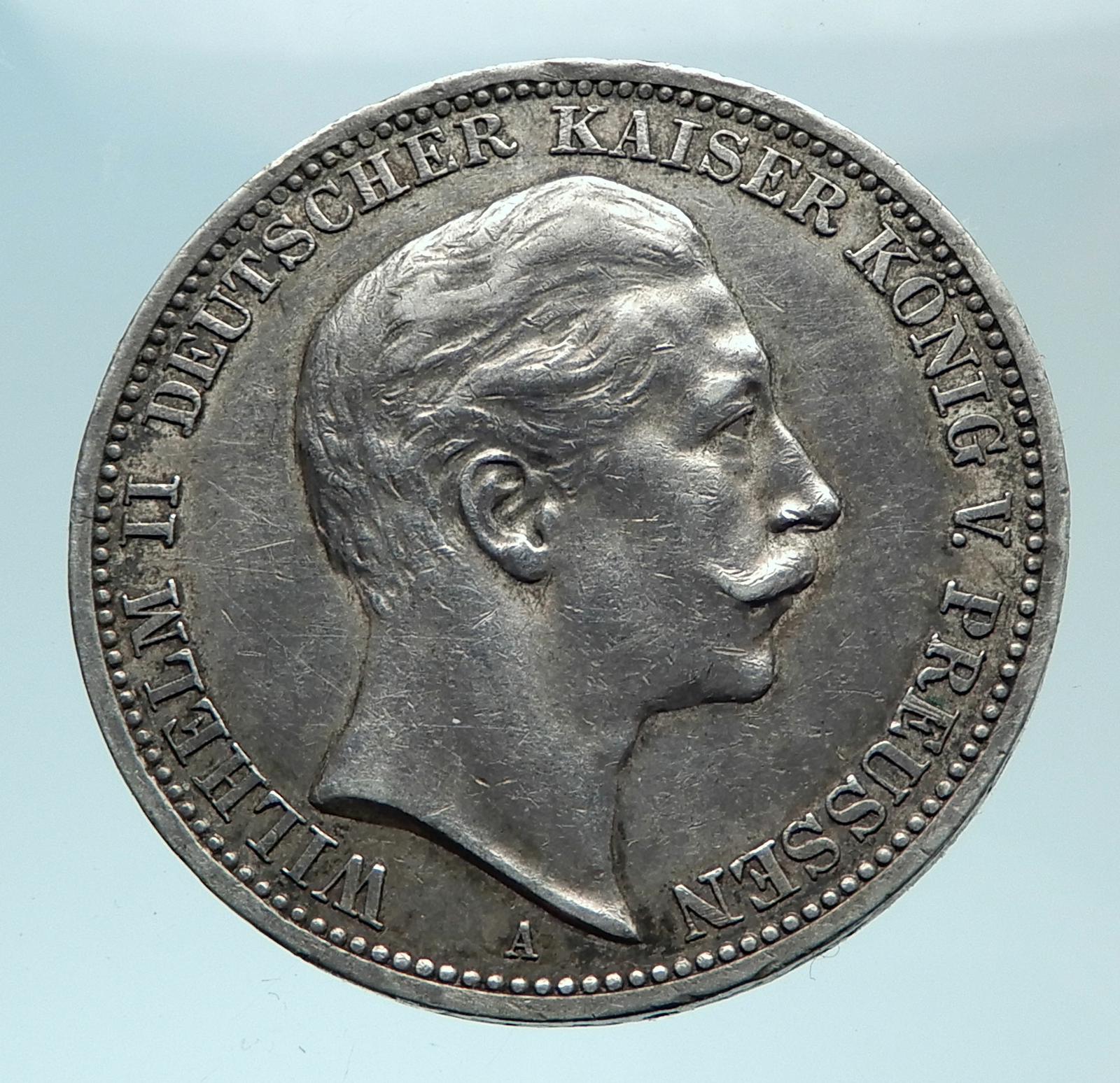 1909 A GERMANY German States PRUSSIA WILHELM II Silver 3 Mark German ...