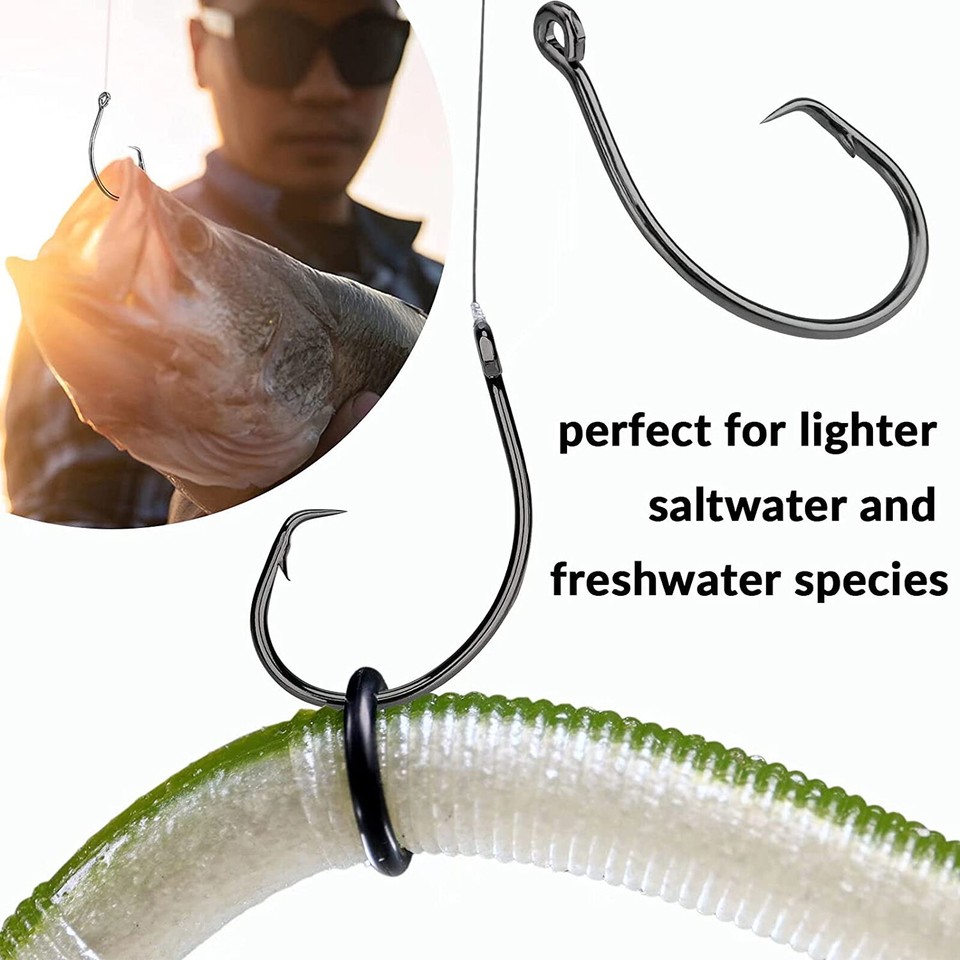 THKFISH 100PCS Fishing Hooks Circle Hooks Catfish Hooks Wide Gap Fish ...