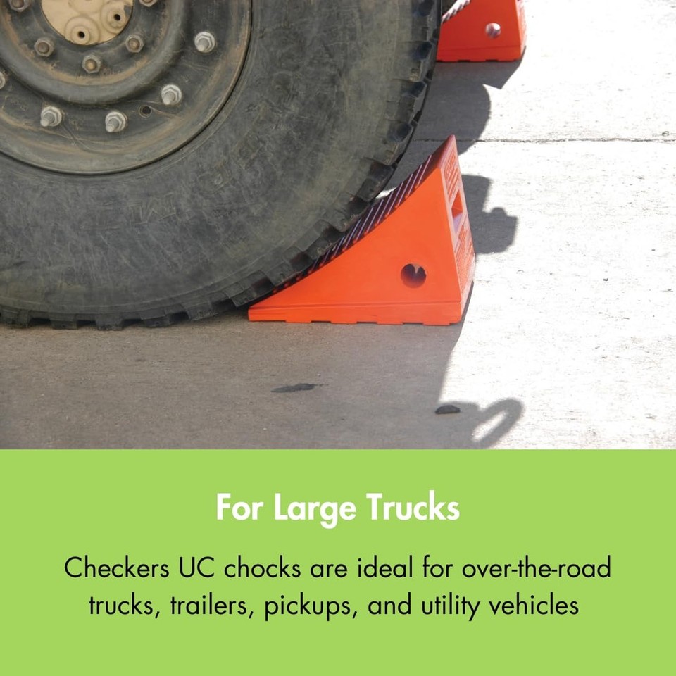 Checkers One Large Wheel Chock for 32-46" Tires, Heavy Duty Wheel ...