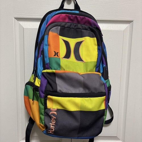Hurley Colorful Nylon Backpack Multiple Pockets | eBay